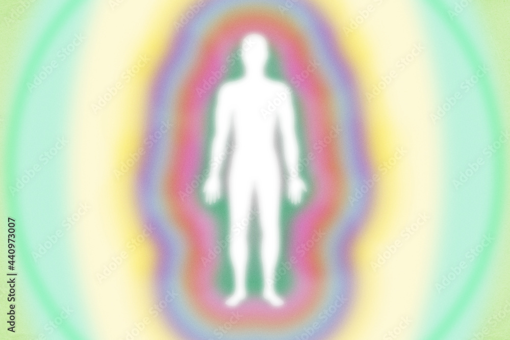 Muted grainy textured retro pulsing rainbow aura layers - energy field ...