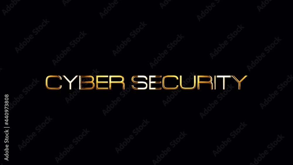 CYBER SECURITY golden text with light glowing effect isolated with ...