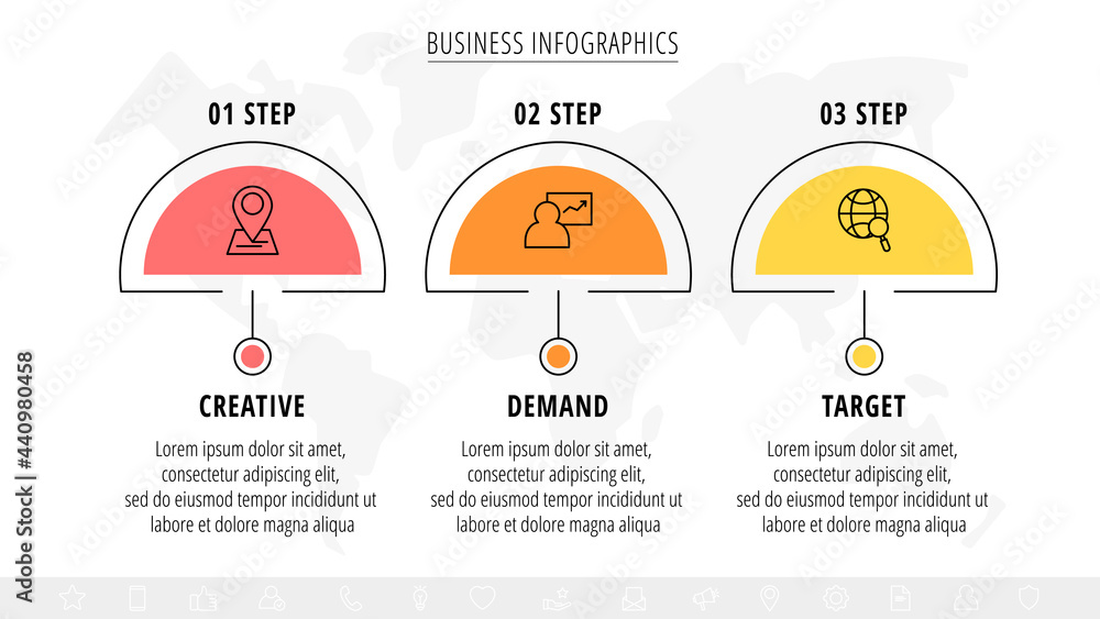Minimal line infographics. Vector business concept of 3 steps by step ...