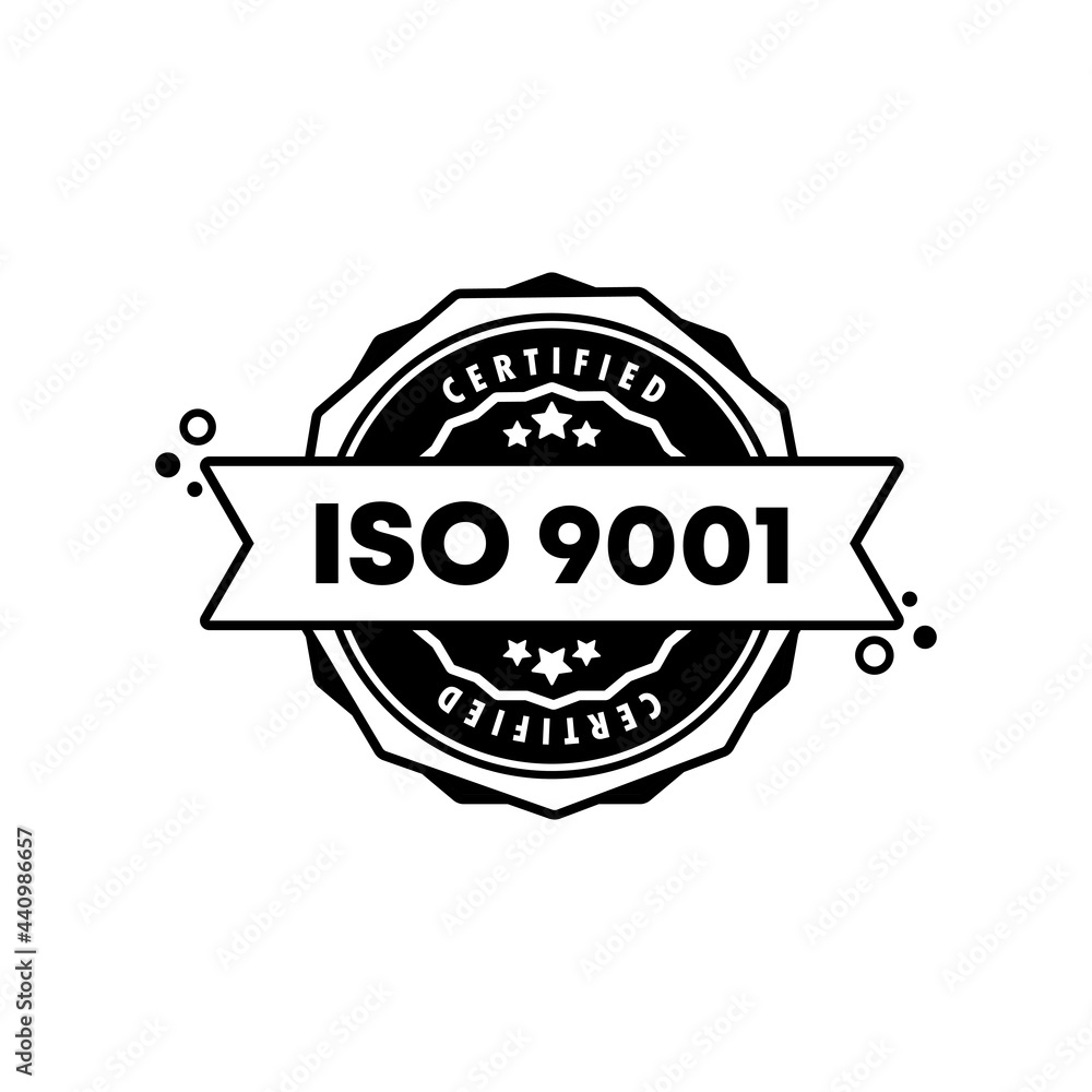 ISO 9001 stamp. Vector. ISO 9001 badge icon. Certified badge logo. Stamp Template. Label ...
