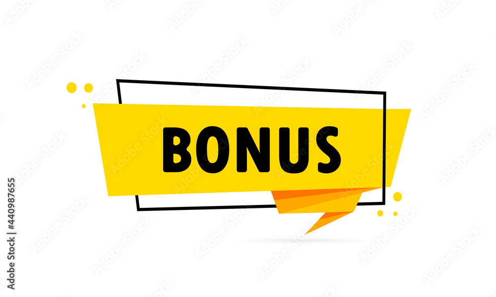 Bonus. Origami style speech bubble banner. Sticker design template with ...