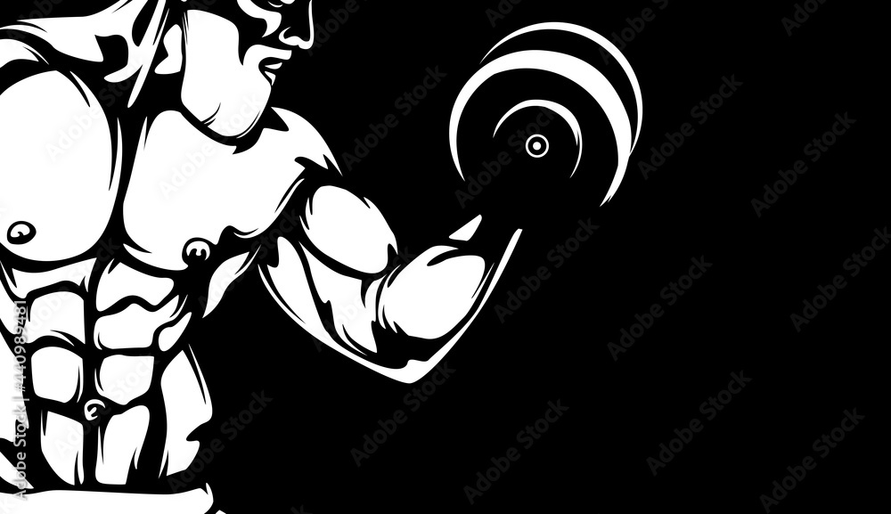 Bodybuilder vector illustration. Strict coach bodybuilding and fitness ...