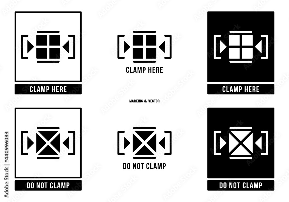 A set of manipulation symbols for packaging cargo products and goods ...