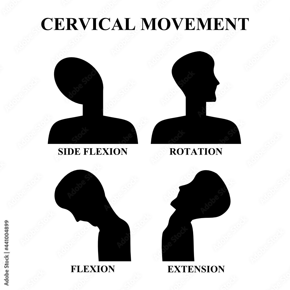 symbols icons. neck side flexion, rotation, flexion and extension ...