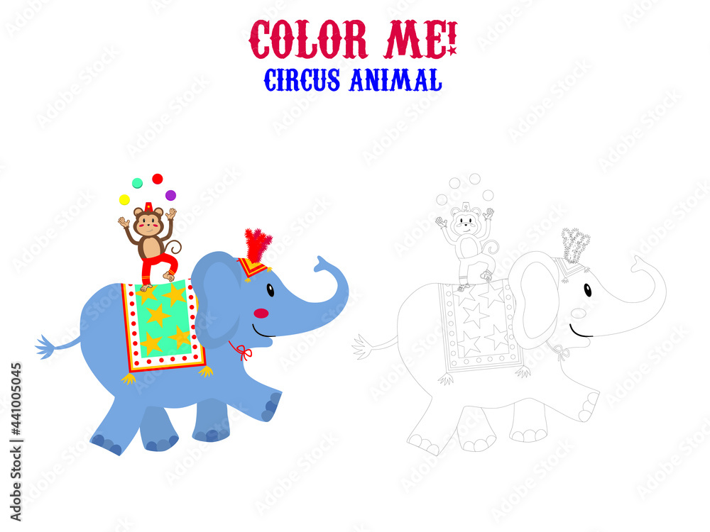 Coloring page, education game for children. Circus animal Stock Vector ...