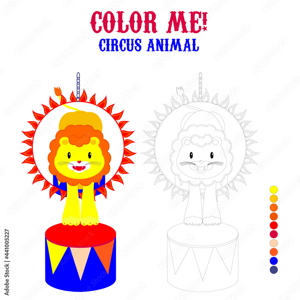 Coloring page, education game for children. Circus animal Stock Vector ...