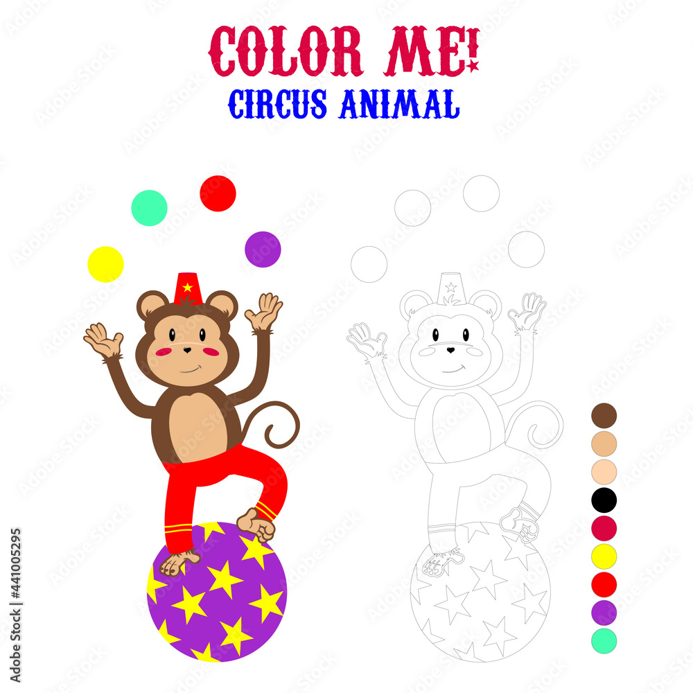 Coloring page, education game for children. Circus animal Stock Vector ...