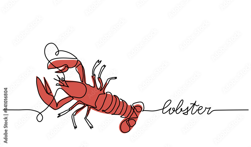 Red lobster or crayfish minimalist vector background, banner, poster ...