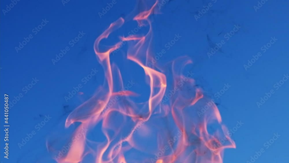 Fire flames and sparks in slow motion. Burning hot firewoods fire ...