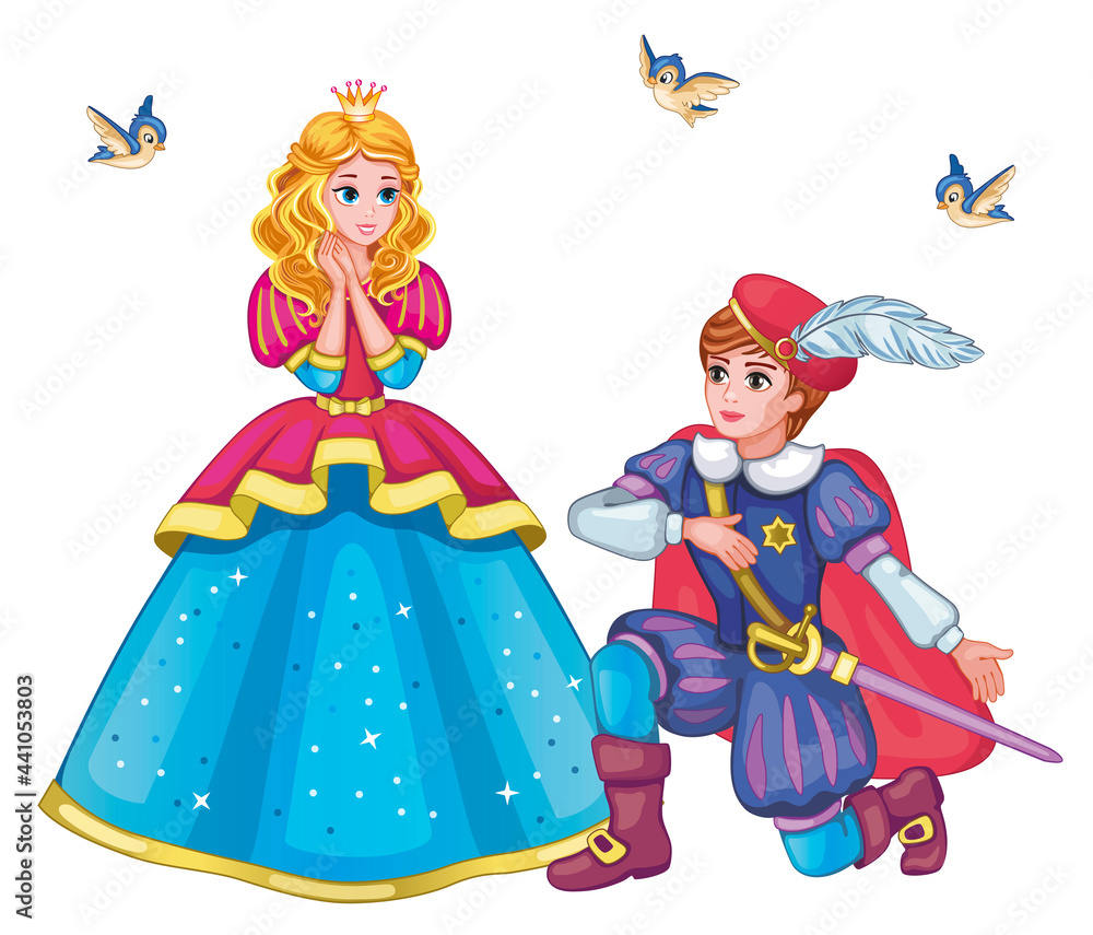 Beautiful Elf princess and prince. Set characters. Children's book ...