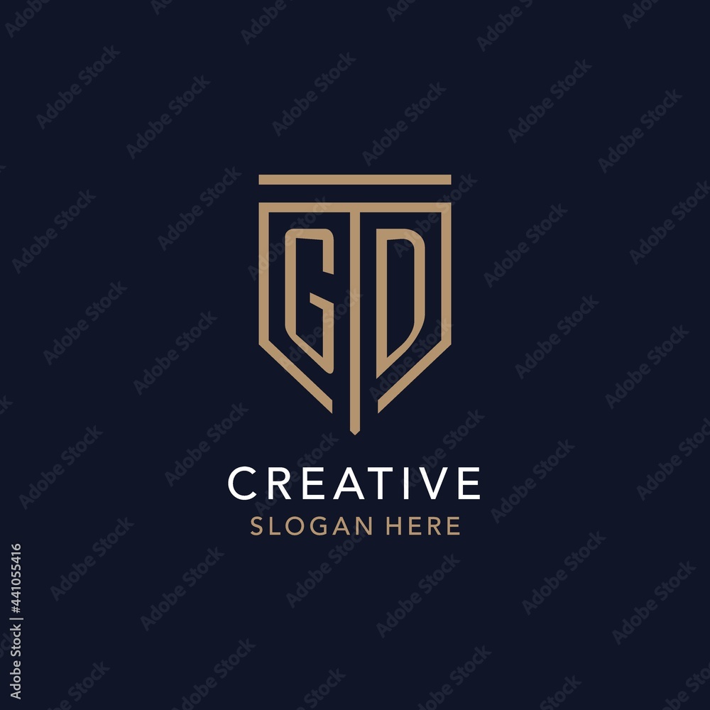 GD initial logo monogram with simple luxury shield icon design Stock ...