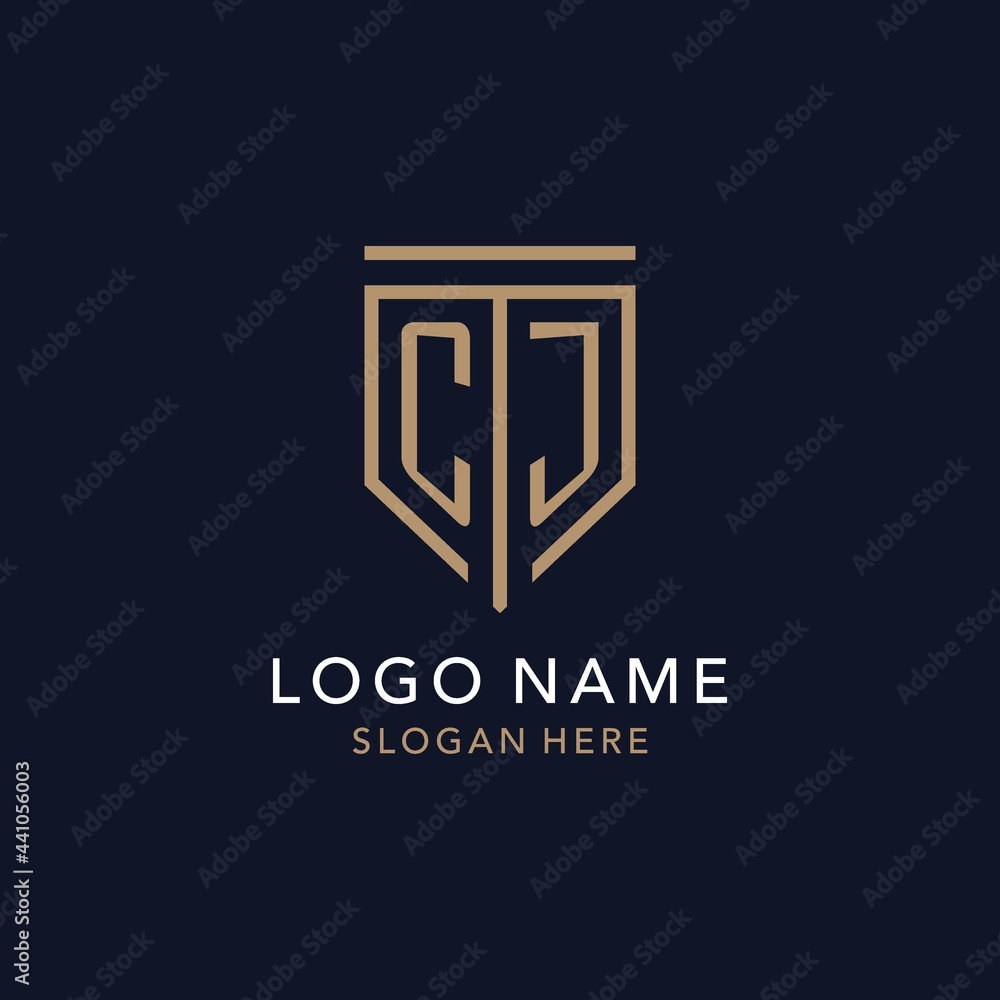 CJ initial logo monogram with simple luxury shield icon design Stock ...