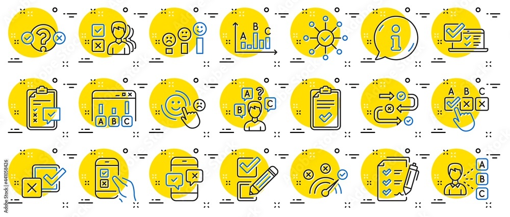 Survey, Report review line icons. Opinion, Customer satisfaction ...