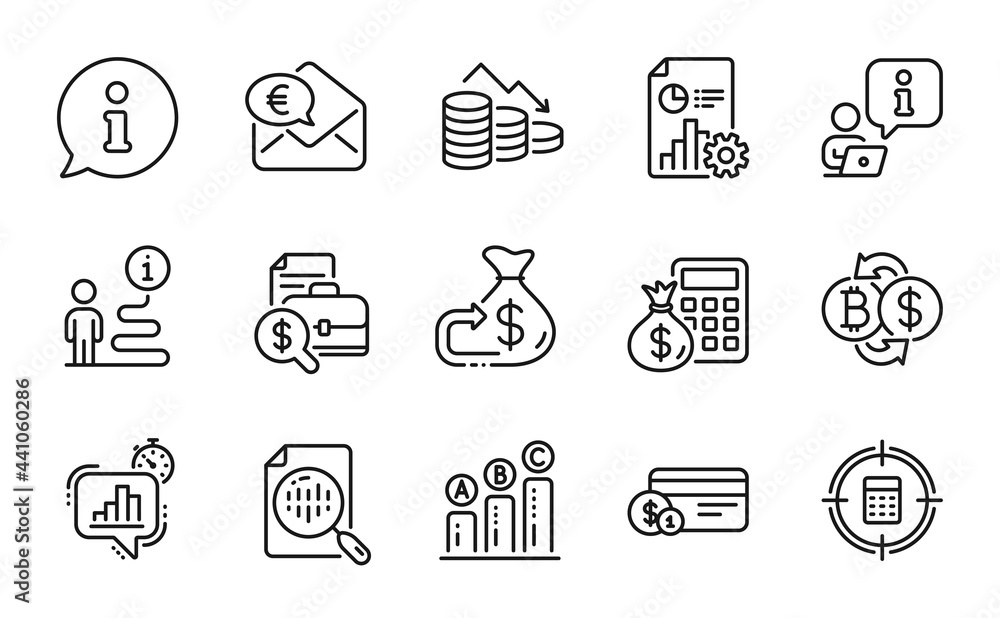 Finance icons set. Included icon as Money loss, Statistics timer ...