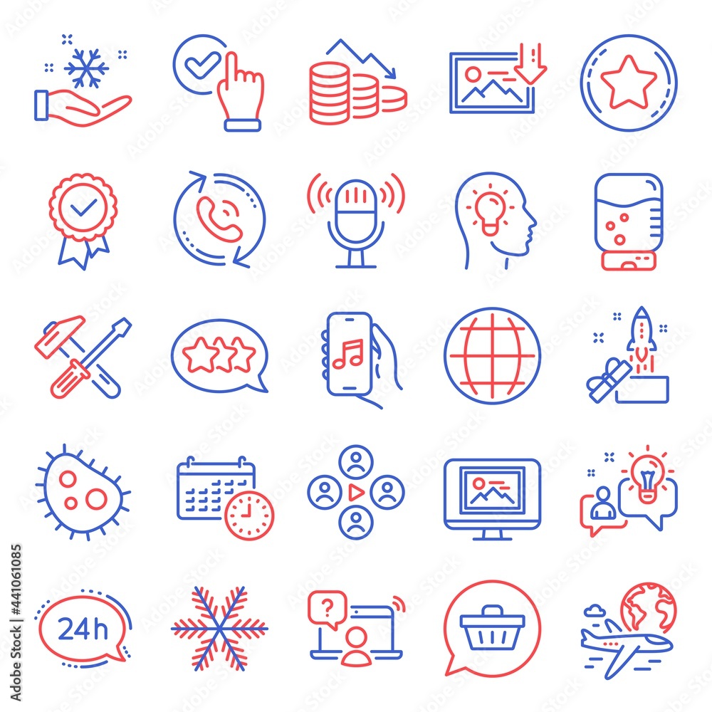 Technology icons set. Included icon as Microphone, Download photo ...