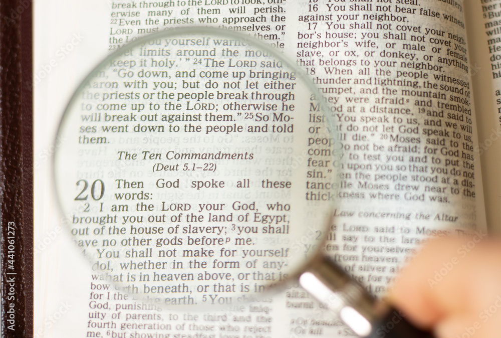 The ten commandments of God Jesus Christ from Exodus 20. Open Holy ...