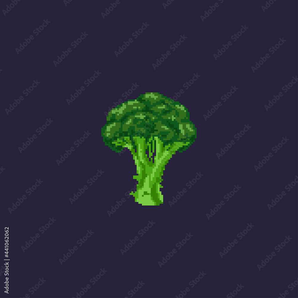 Pixel-art Broccoli. Whole broccoli on blue background. Stock Vector ...