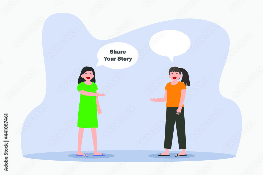 Sharing story vector concept: Two young teenagers sharing their story ...