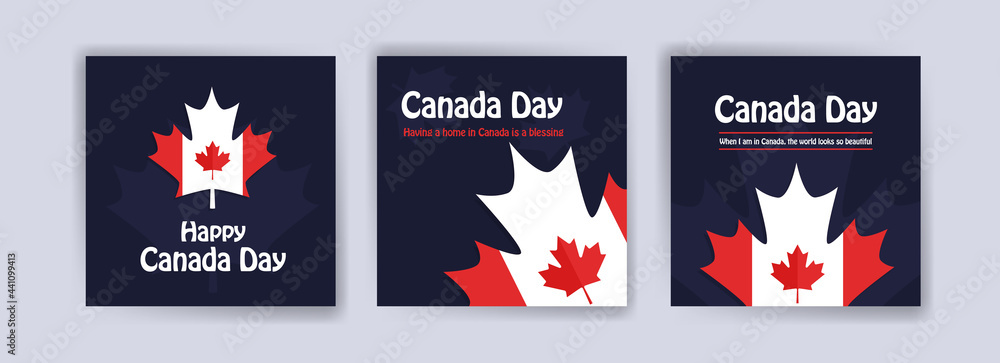 happy canada day greeting card poster. Social media post for canada day ...