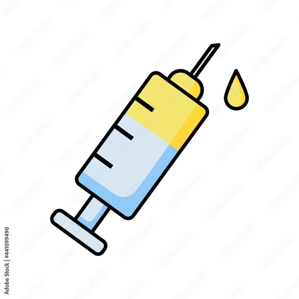 Inyección. Concepto de introducción de medicamento o productos ...