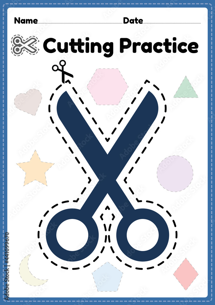 Scissor practice for preschool and kindergarten kids for cutting the ...