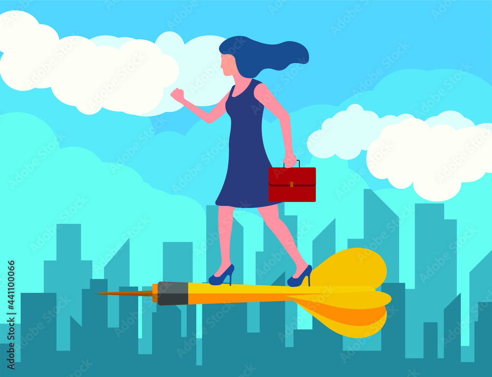 Vector illustration of various standing cartoon women in office clothes ...