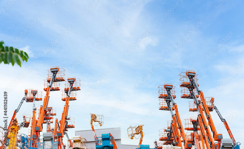 Articulated boom lift. Aerial platform lift. Telescopic boom lift ...