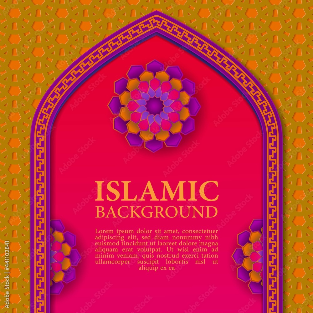 Islamic background banner template for Eid al-Adha Mubarak with Islamic ...