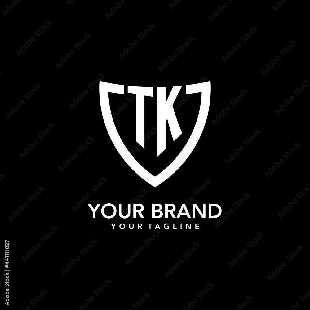 TK monogram initial logo with clean modern shield icon design Stock ...