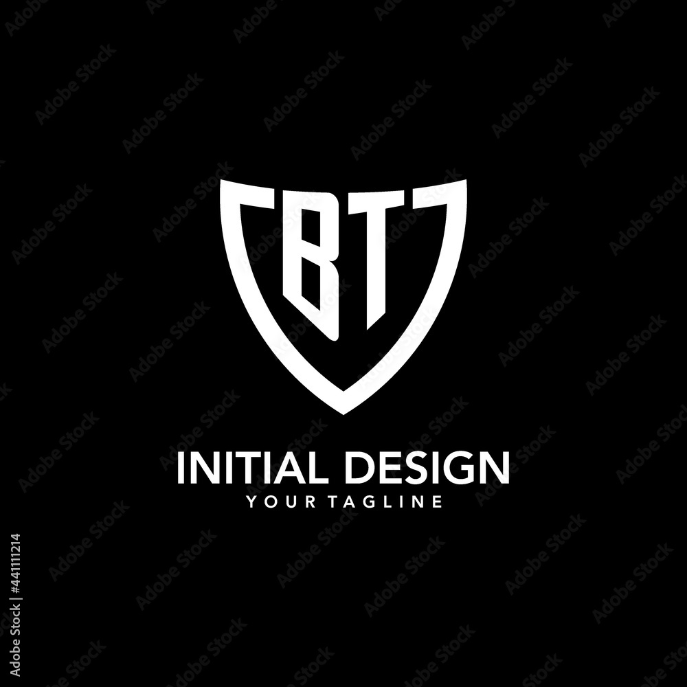 BT monogram initial logo with clean modern shield icon design Stock ...