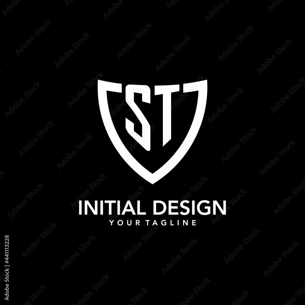 ST monogram initial logo with clean modern shield icon design Stock ...