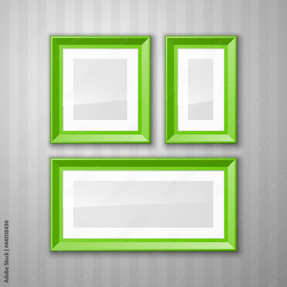 Set of color blank picture frames different sizes. Frame with ...