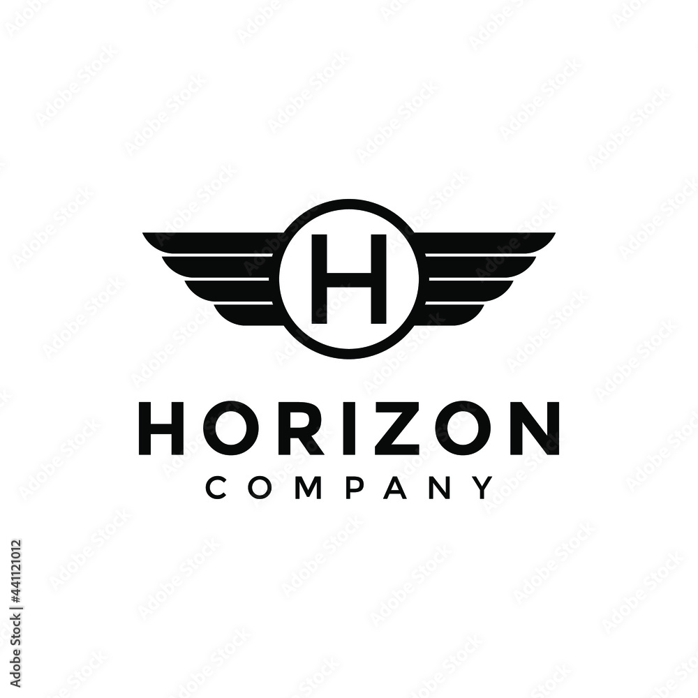 initials letter H with wings logo design inspiration idea Stock Vector ...