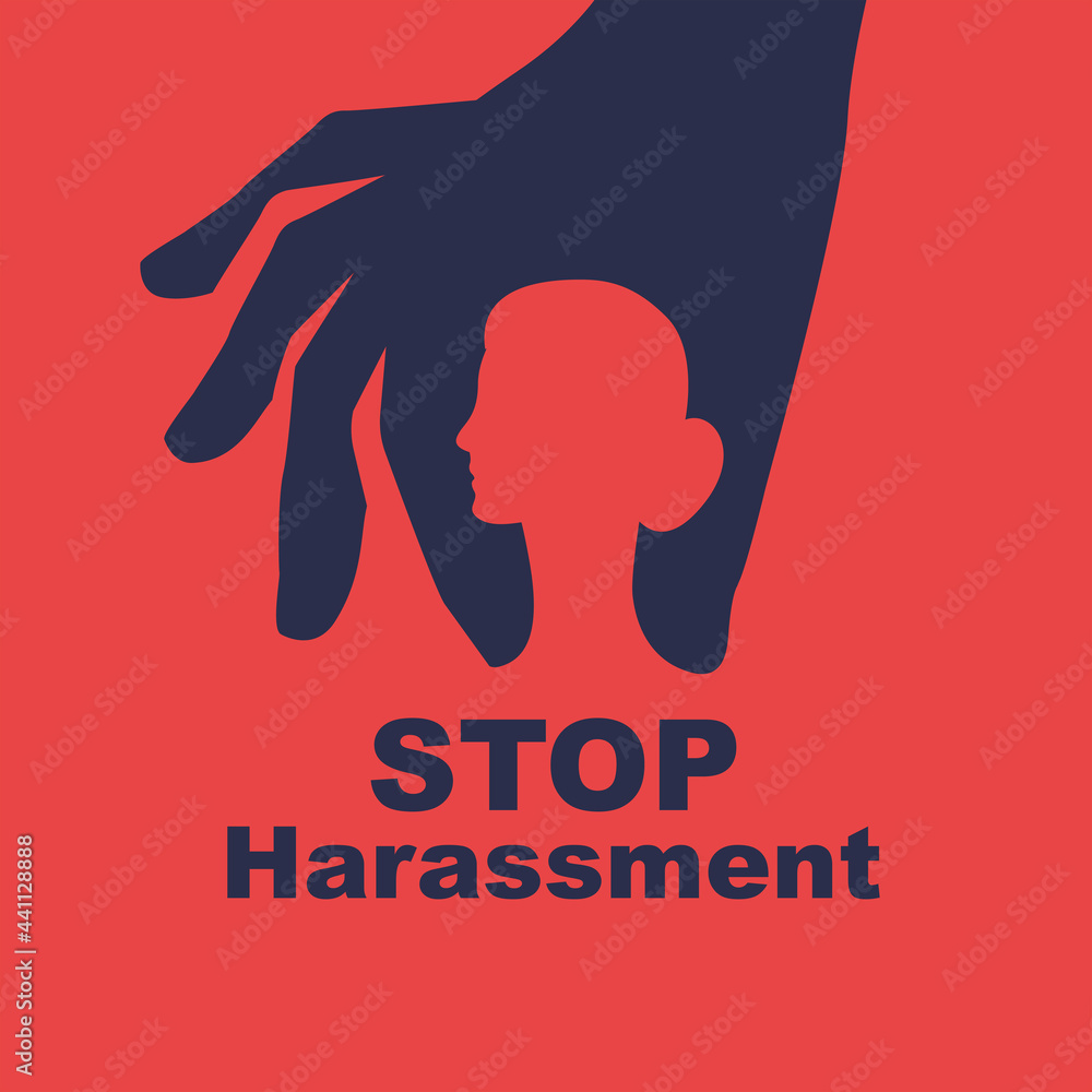 Stop harassment. Rape woman. Sexual harassment. Victim male attention ...