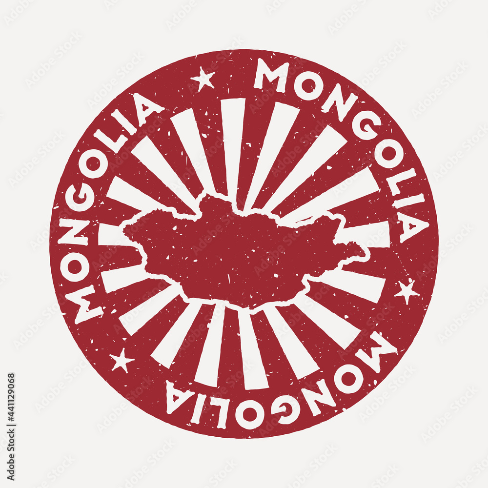 Mongolia stamp. Travel red rubber stamp with the map of country, vector ...