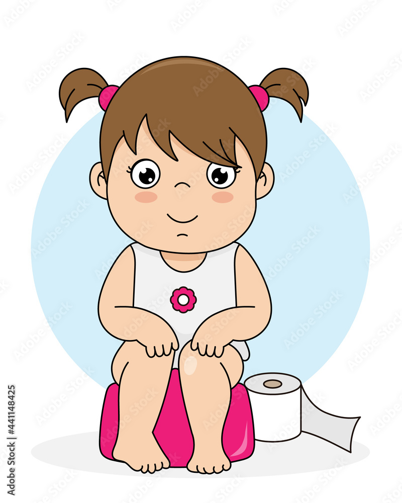 Baby girl sitting on the potty. Isolated vector Stock Vector | Adobe Stock