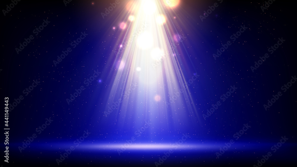 Spotlight backdrop. Illuminated blue stage. Background for displaying ...