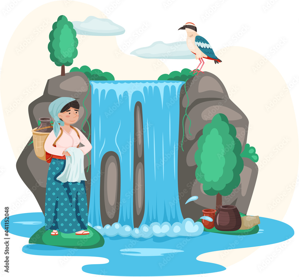 Girl Falling Into Water Clipart