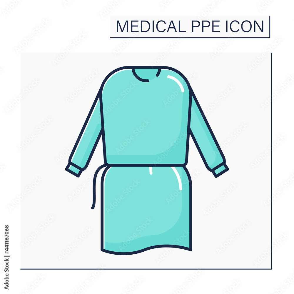 Isolation gown color icon. Personal protective equipment. Special ...
