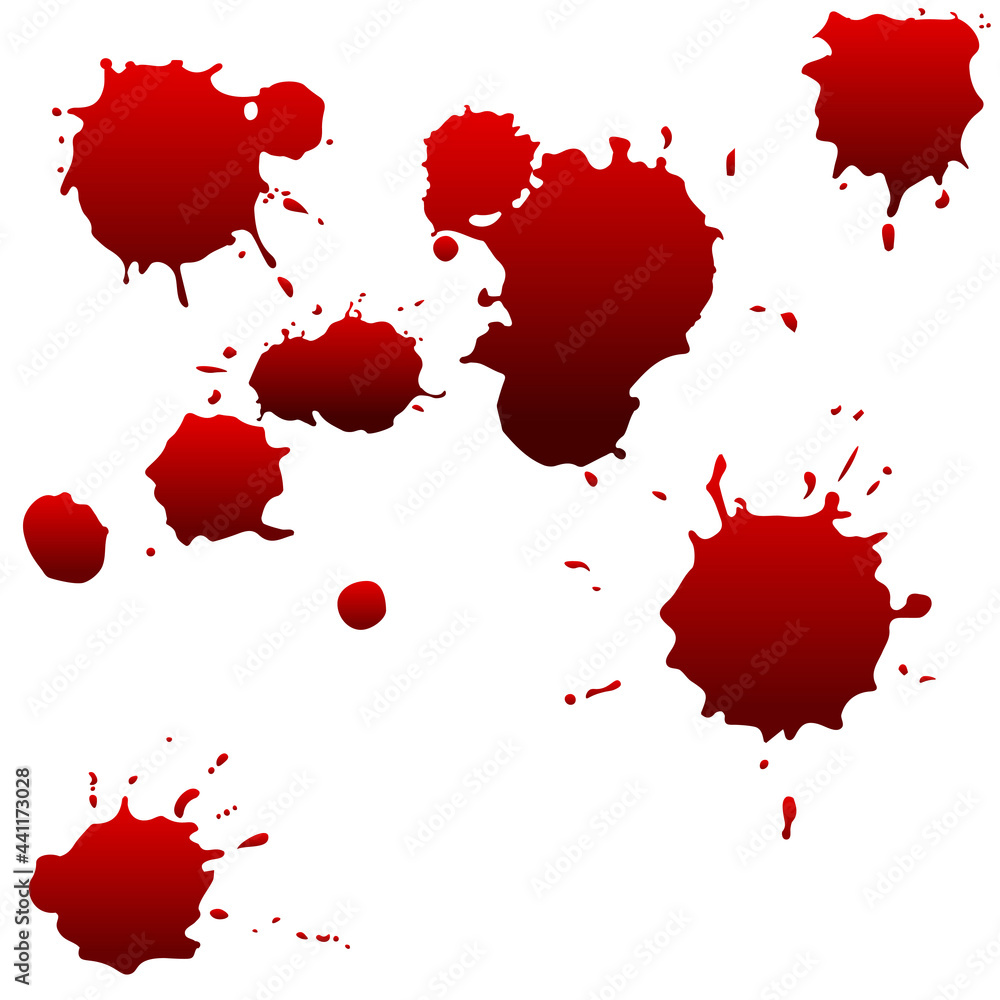 Set of realistic bloody splatters. Drop and blob of blood. Bloodstains ...