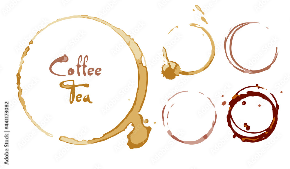 Coffee and tea glass stains and spots. Vector ring and circle isolated ...