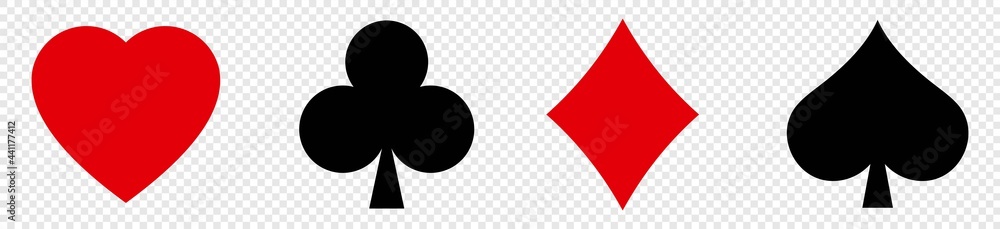 Set of playing cards suit isolated on transparent background, Vector ...