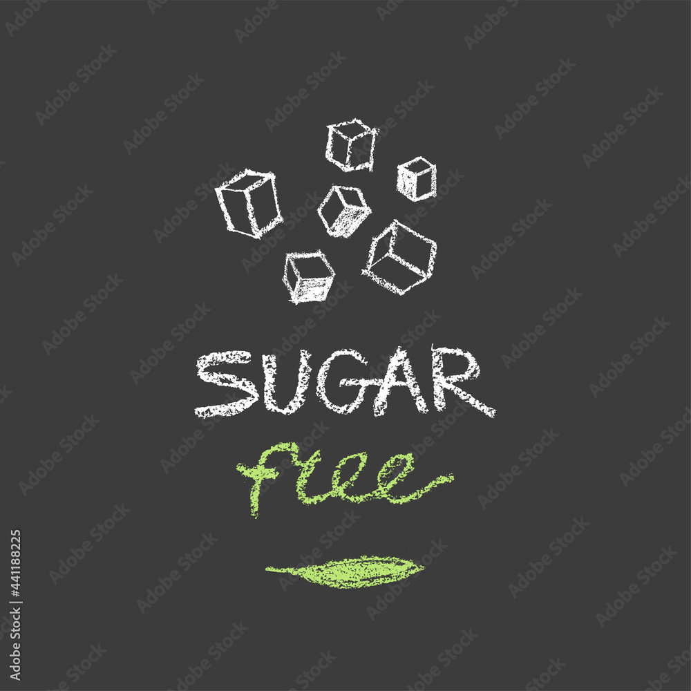 Sugar free label. Hand written lettering sugar free for organic food ...