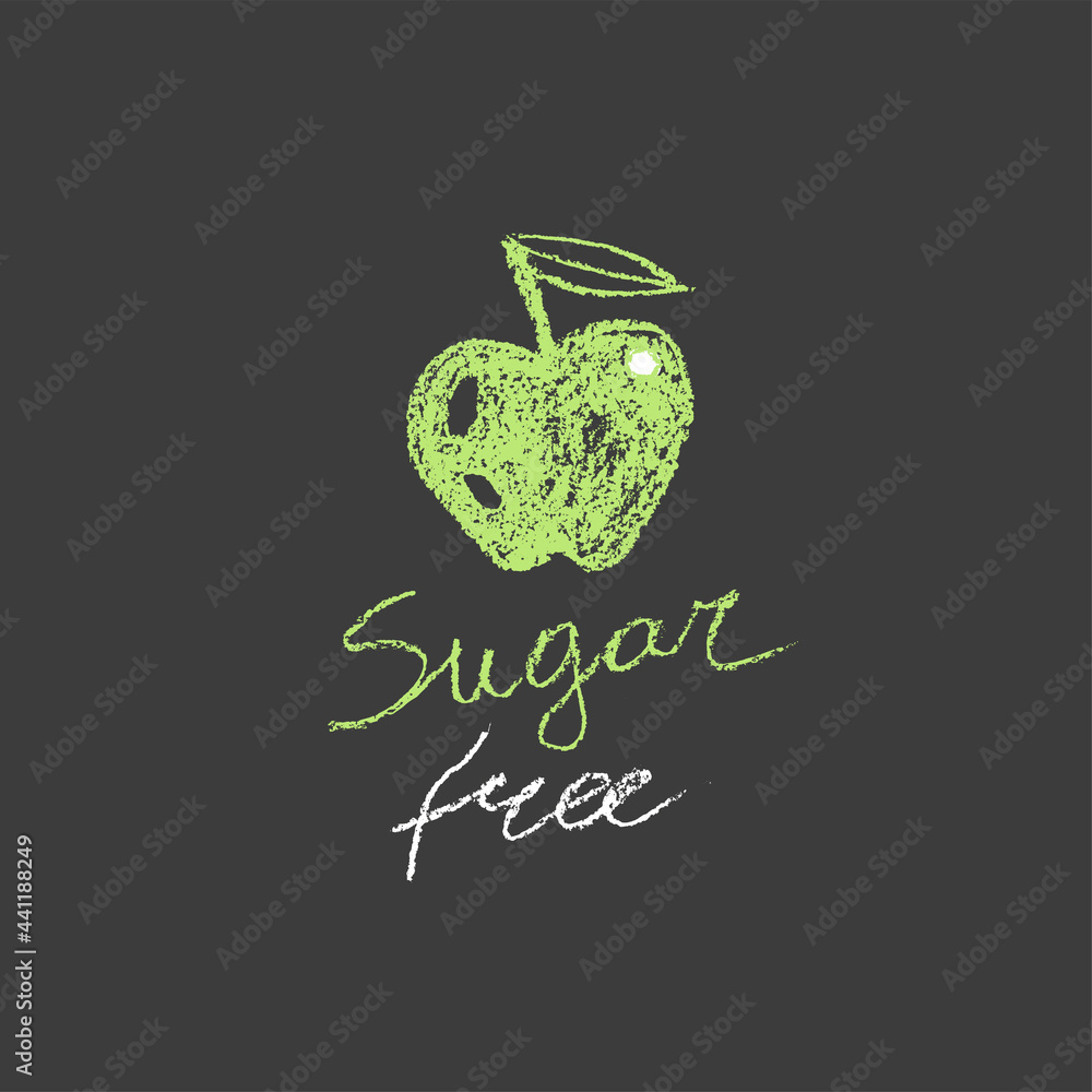 Sugar free label. Hand written lettering sugar free for organic food ...
