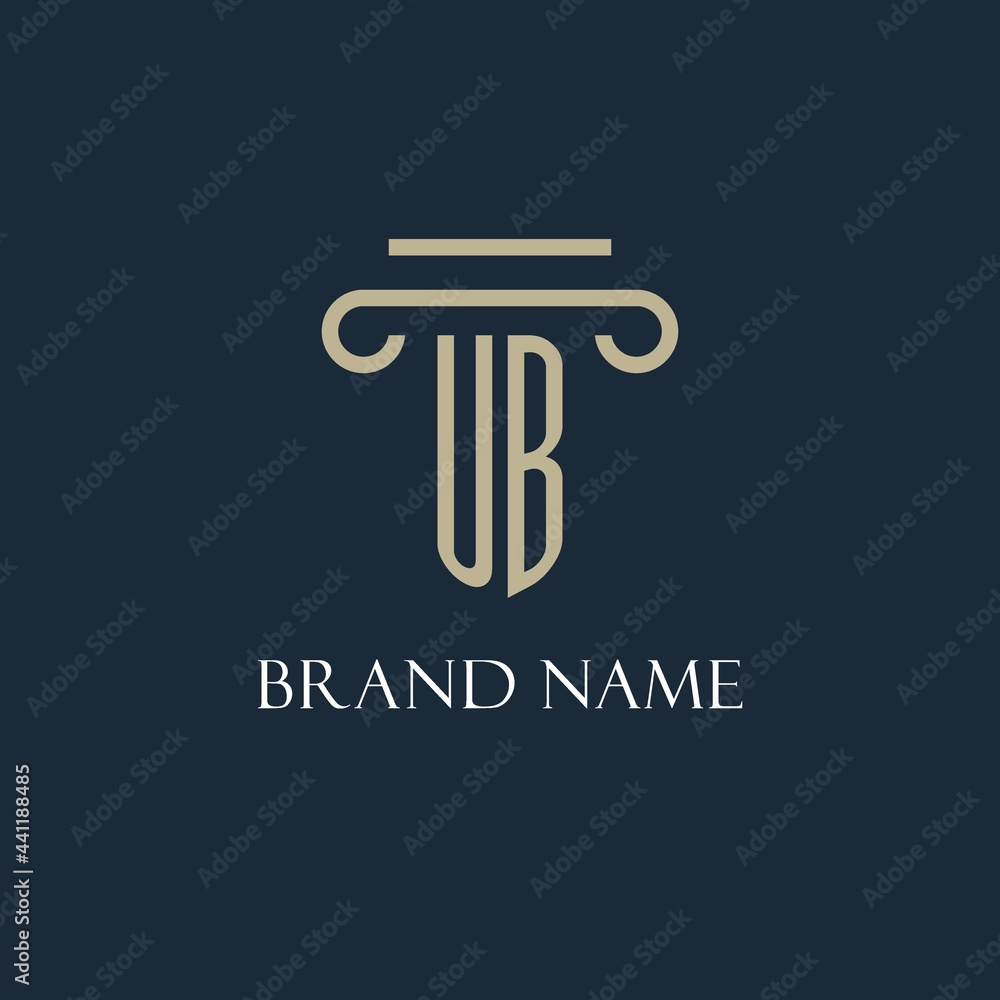 UB initial logo for lawyer, law firm, law office with pillar icon ...