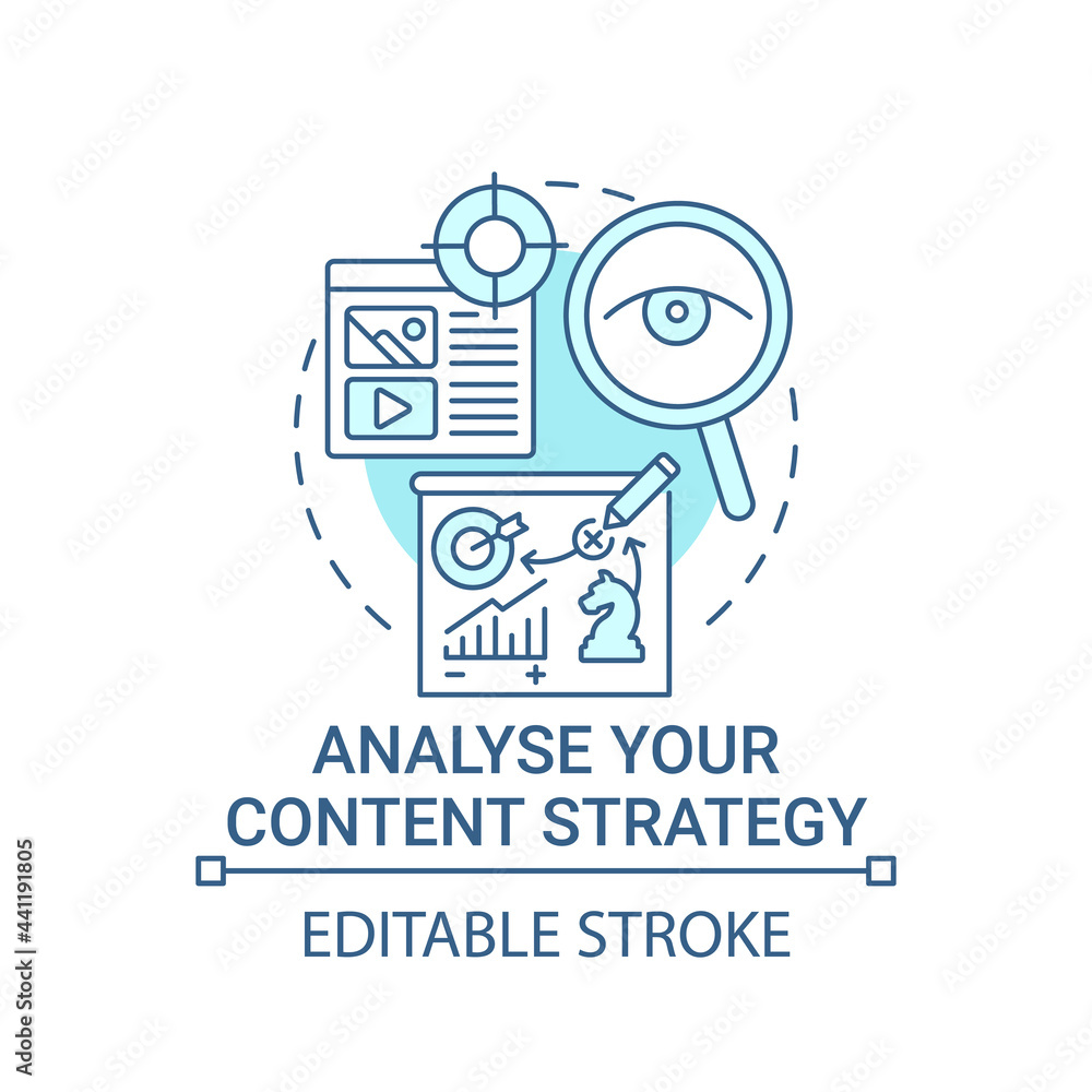 Analyse content strategy concept icon. Viral content technique abstract ...