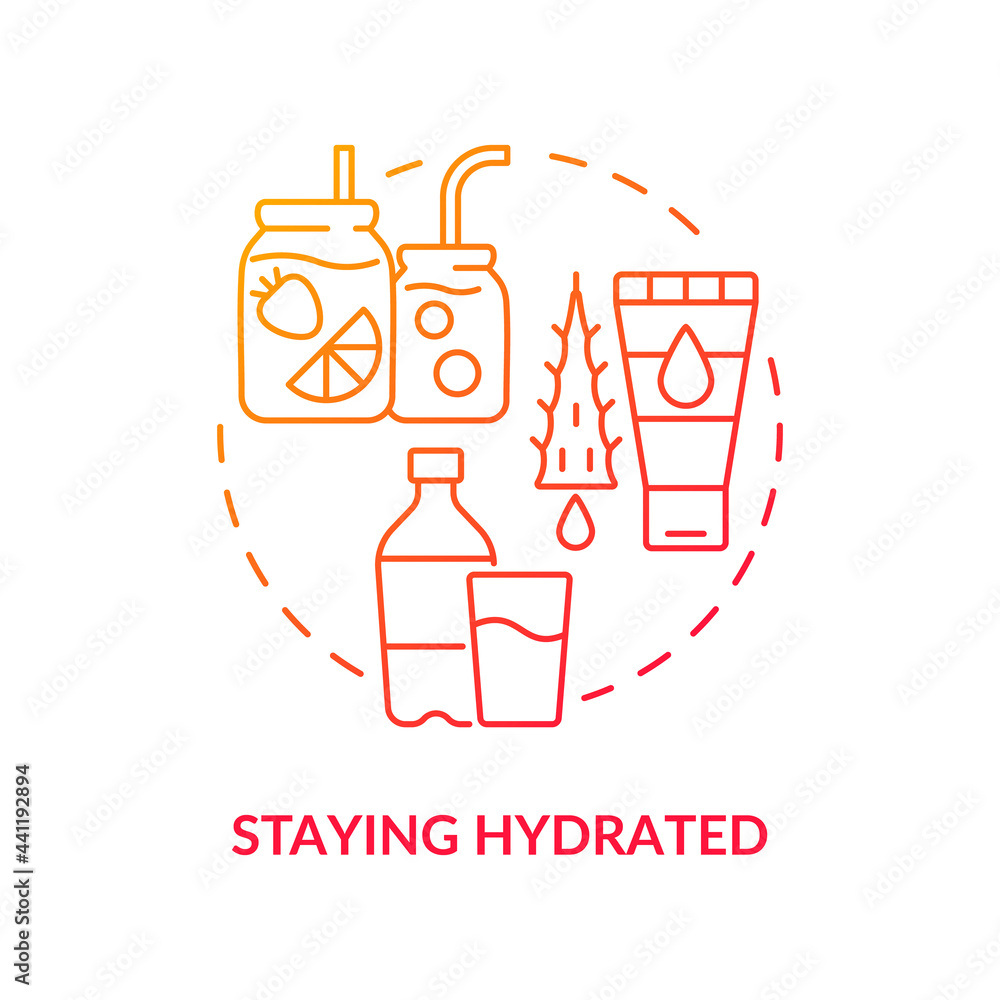 Staying hydrated concept icon. Heatstroke prevention abstract idea thin ...