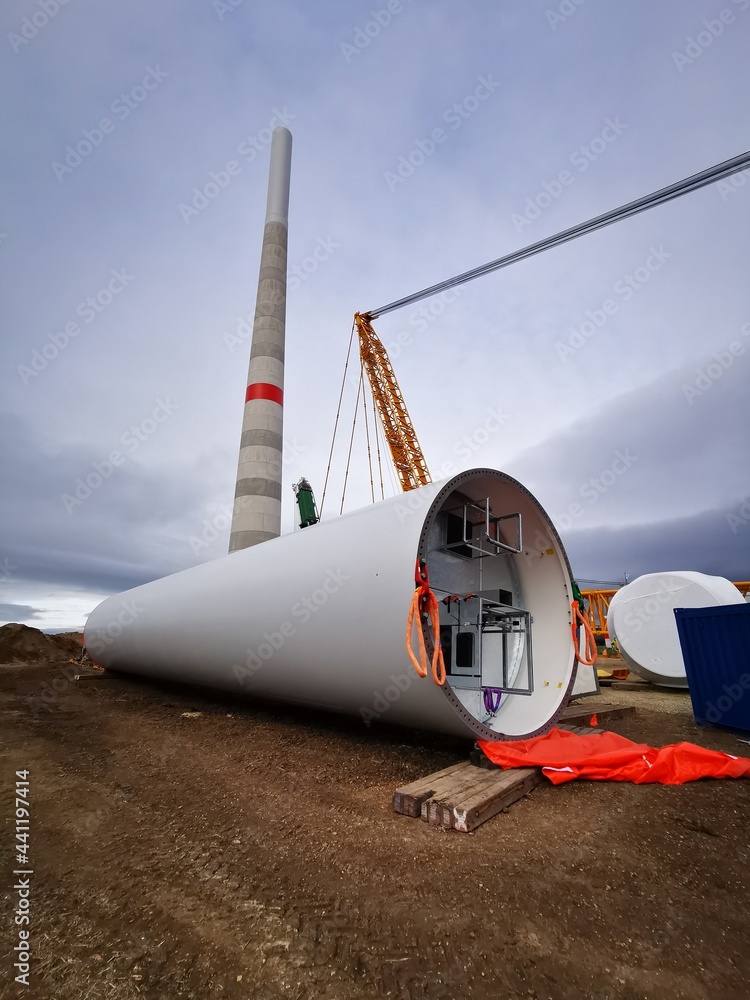 Construction Of A Wind Turbine Stock Photo | Adobe Stock