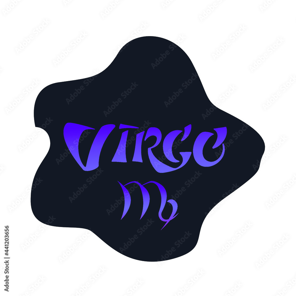 Virgo zodiac sign. Vector hand lettering. The purple gradient on the ...