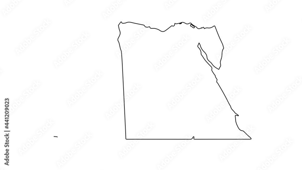 Egypt map animation line. Black line animation letters drawing on a ...